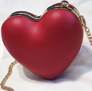 Boutique | Bags | Cherry Red Heart Shaped Ruby Clutch Purse Retro Chain ...